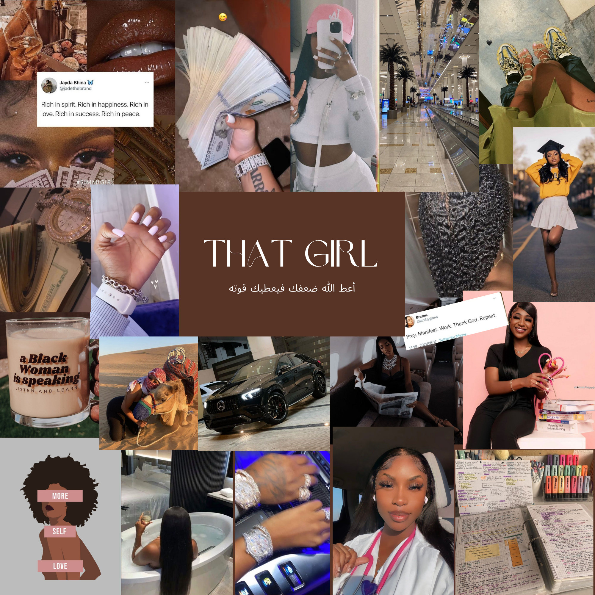 Vision Board Canva Template THAT GIRL Vision Board Editable Black Girl ...