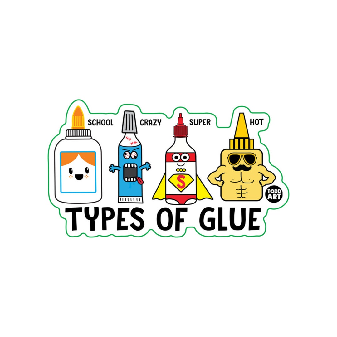 Types of Glue Vinyl Sticker, Funny Glue Laptop Stickers, Types of Glue ...