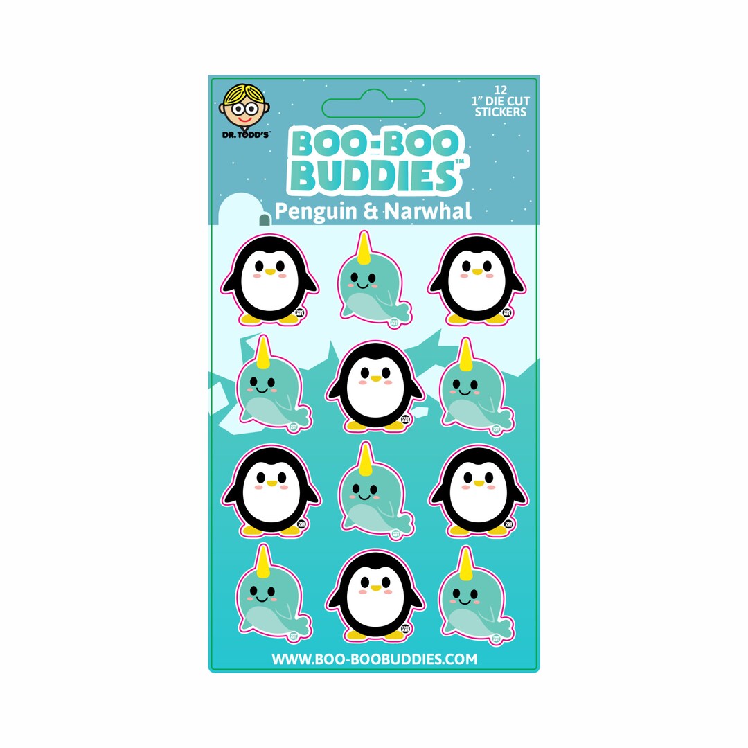Penguin and Narwhal Sticker Sheet, Boo Boo Buddies Penguin and Narwhal ...