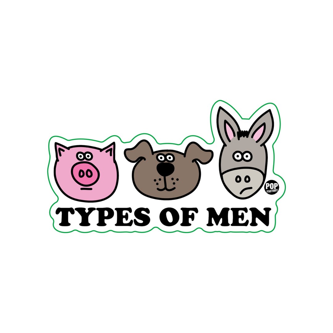 Types of Men Pun Vinyl Sticker, Funny Pig Dog Ass Laptop Stickers ...