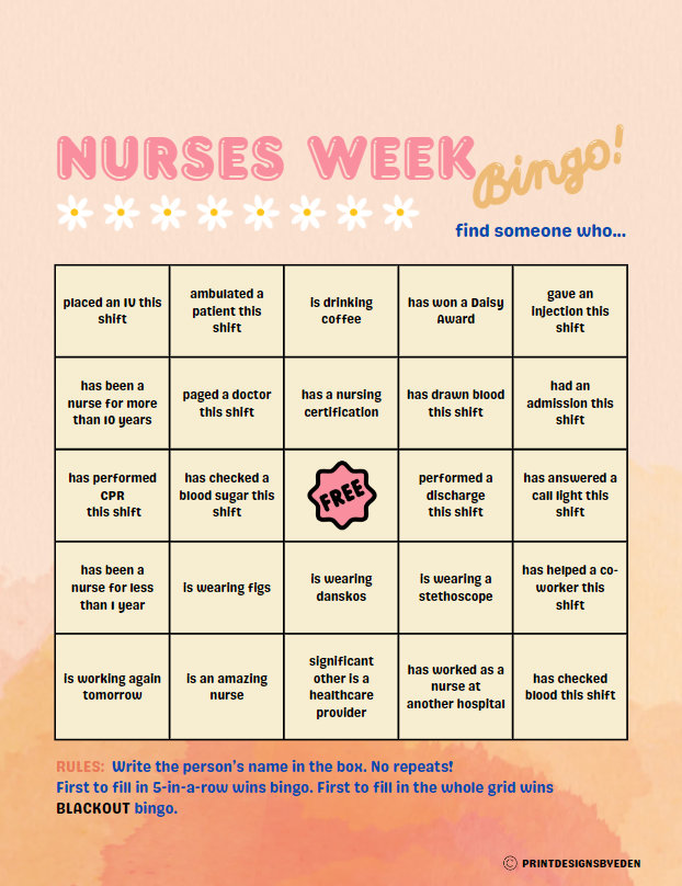 Nurse Bingo Game: 20 Unique Cards, Healthcare Team Icebreaker (digital ...