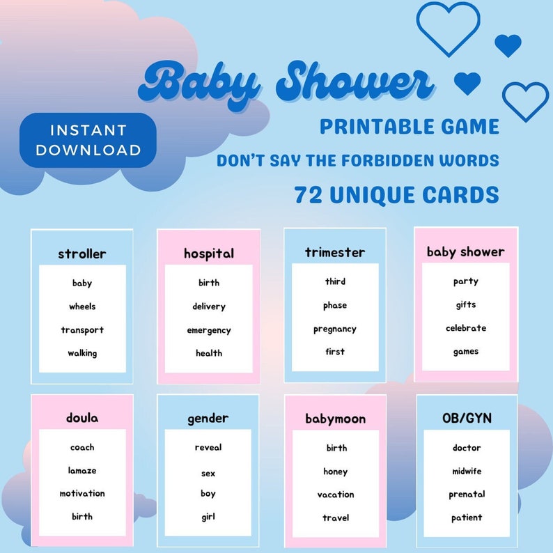 Baby Shower Printable Game, Word Guessing Game, Icebreaker Group Fun ...