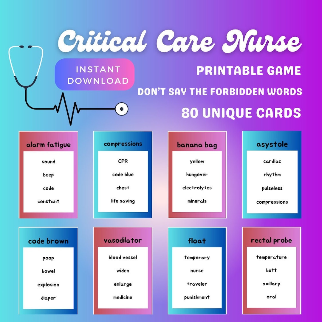 Fun ICU Nurse Printable Game, Guess the Word, Group Icebreaker ...