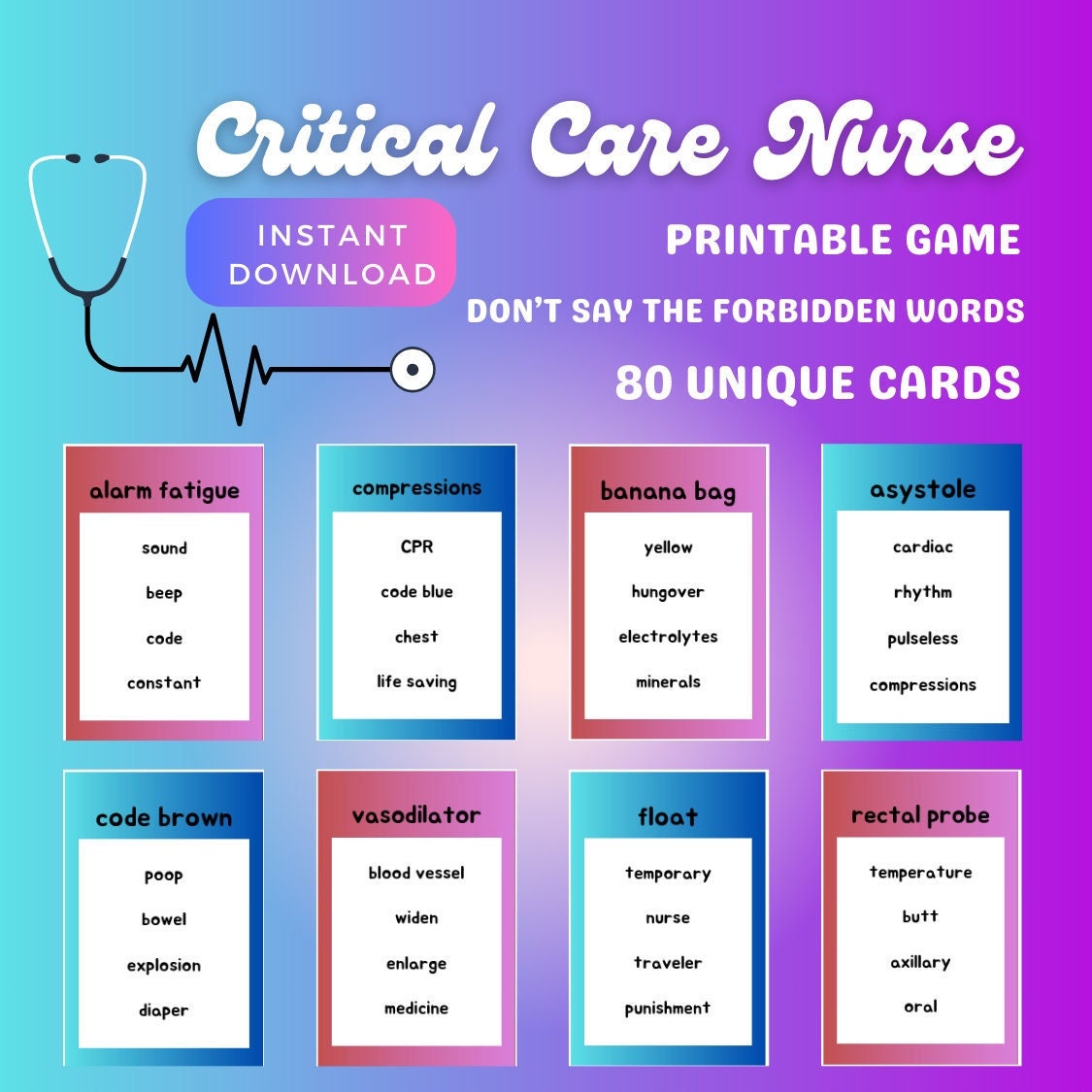 Nurses Week Printable Game, Guess the Word, Group Icebreaker, Critical ...