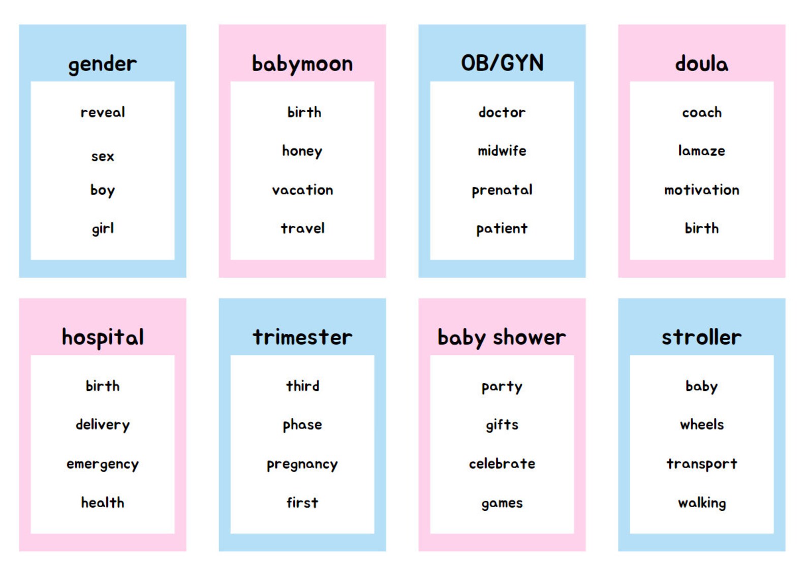 Baby Shower Printable Game, Word Guessing Game, Icebreaker Group Fun ...