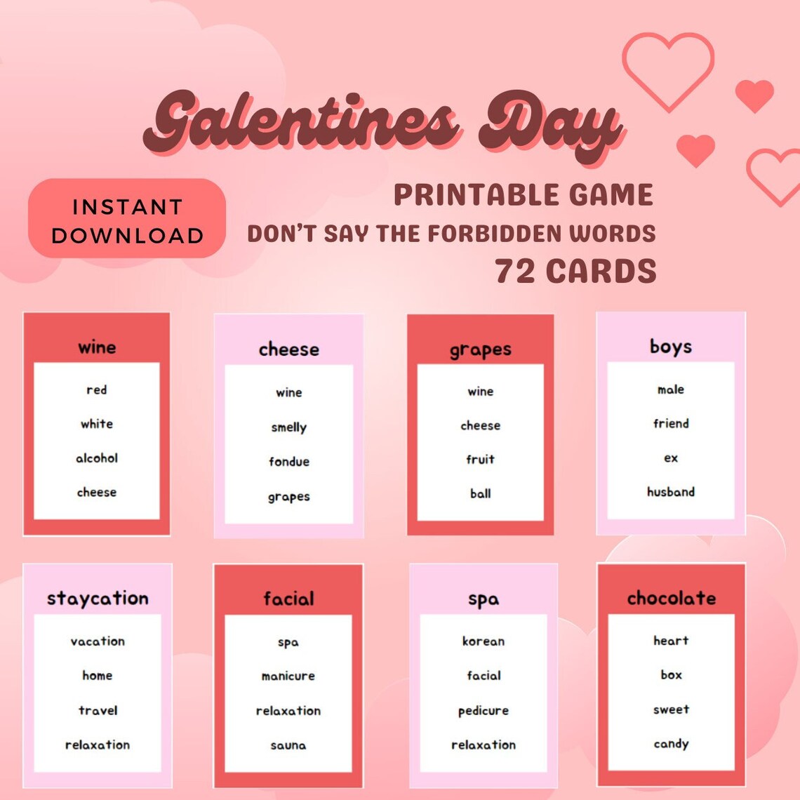 Galentines Day Printable Party Game, Word Guessing Game, Fun Group Game ...