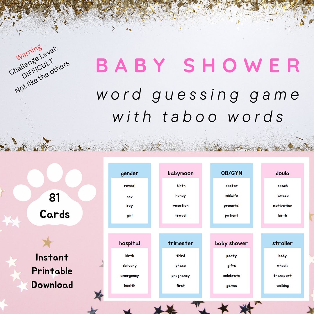 Baby Shower Printable Game Taboo Word Guessing Word Game Fun Group Game ...
