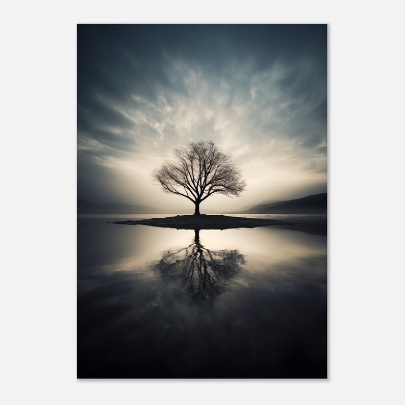 Minimalistic Tree Poster, Ethereal Tree Poster, Tree Island Poster ...