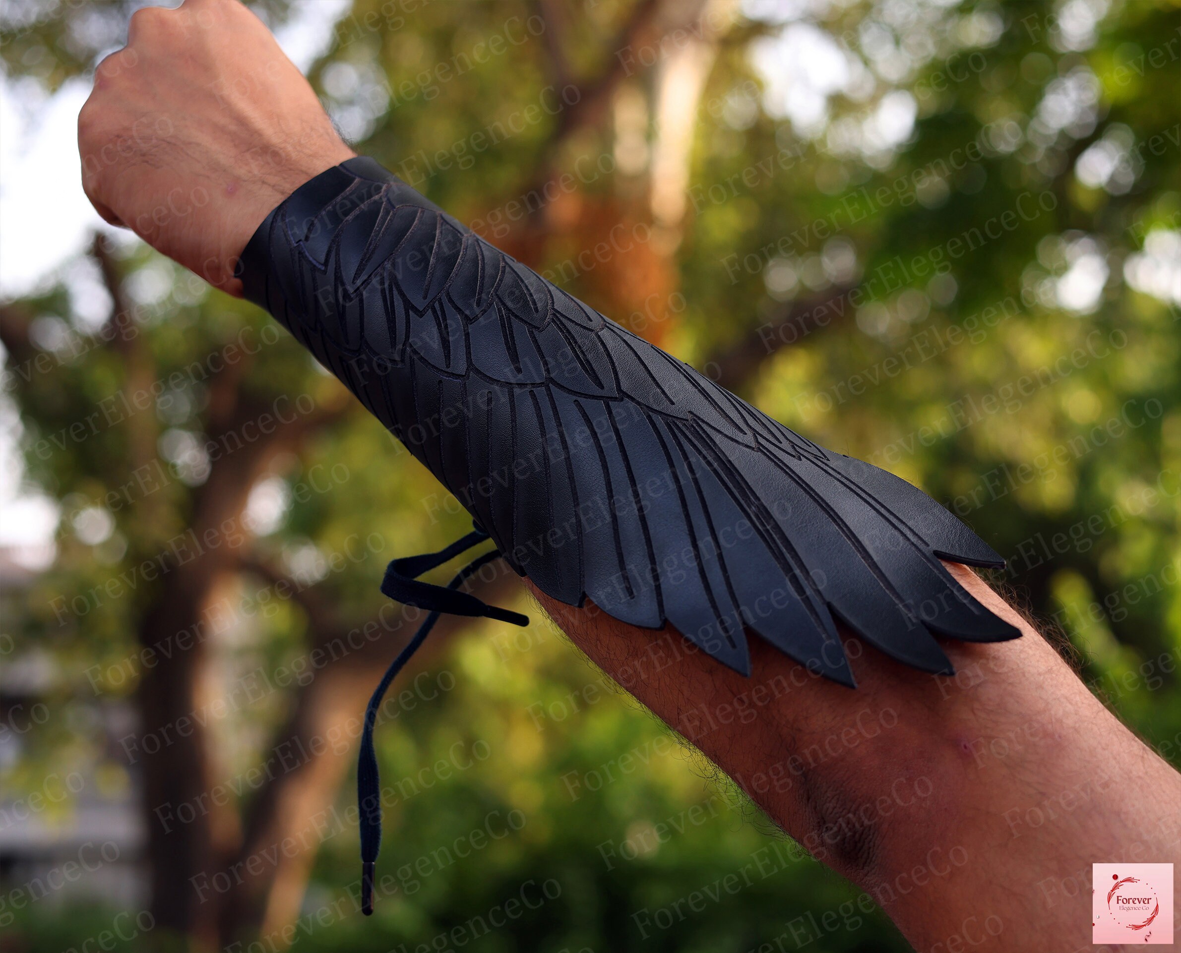Medieval Samurai Viking Armor, Raven Wings Leather Bracers, Renaissance ...