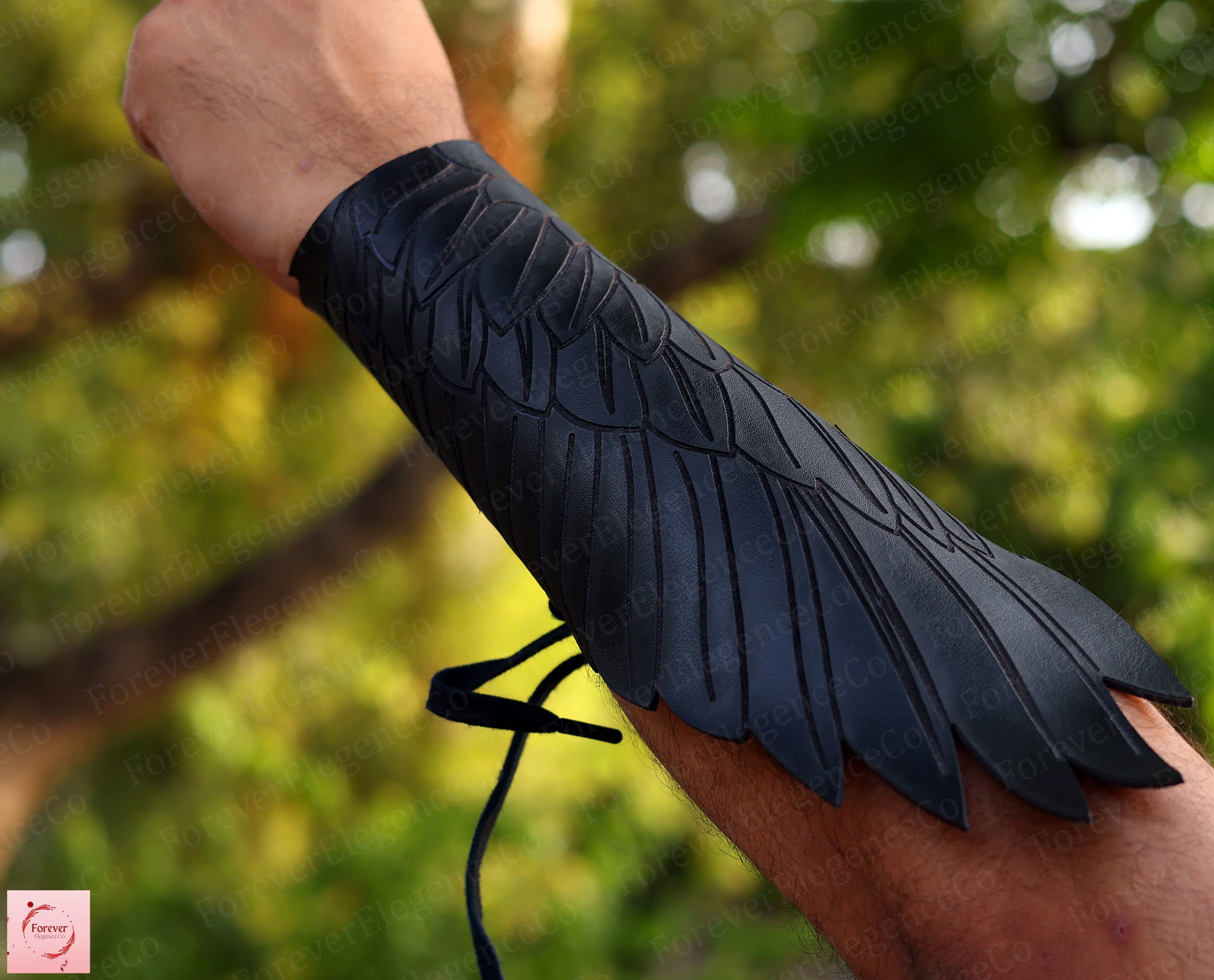 Medieval Samurai Viking Armor, Raven Wings Leather Bracers, Renaissance ...