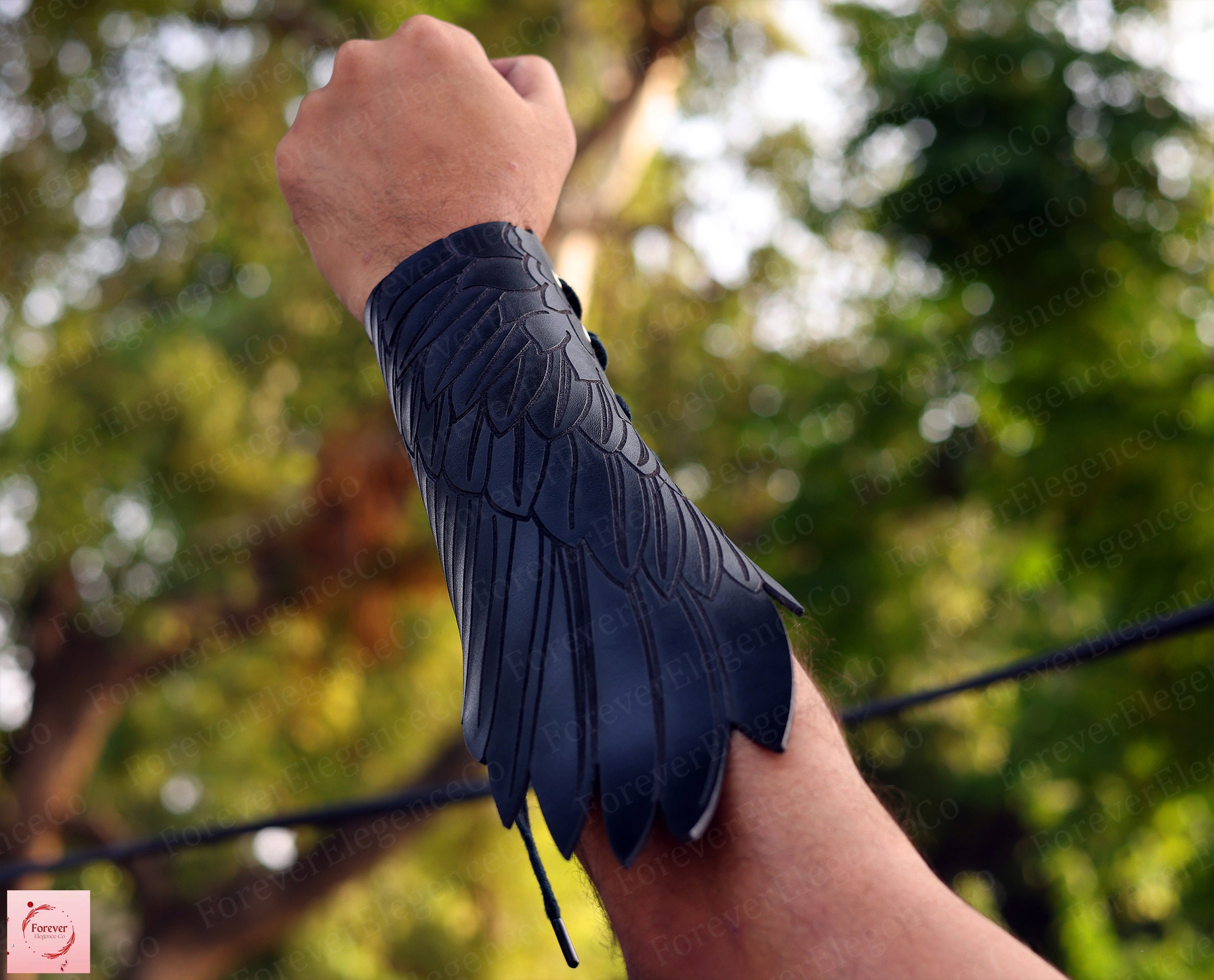 Medieval Samurai Viking Armor, Raven Wings Leather Bracers, Renaissance ...