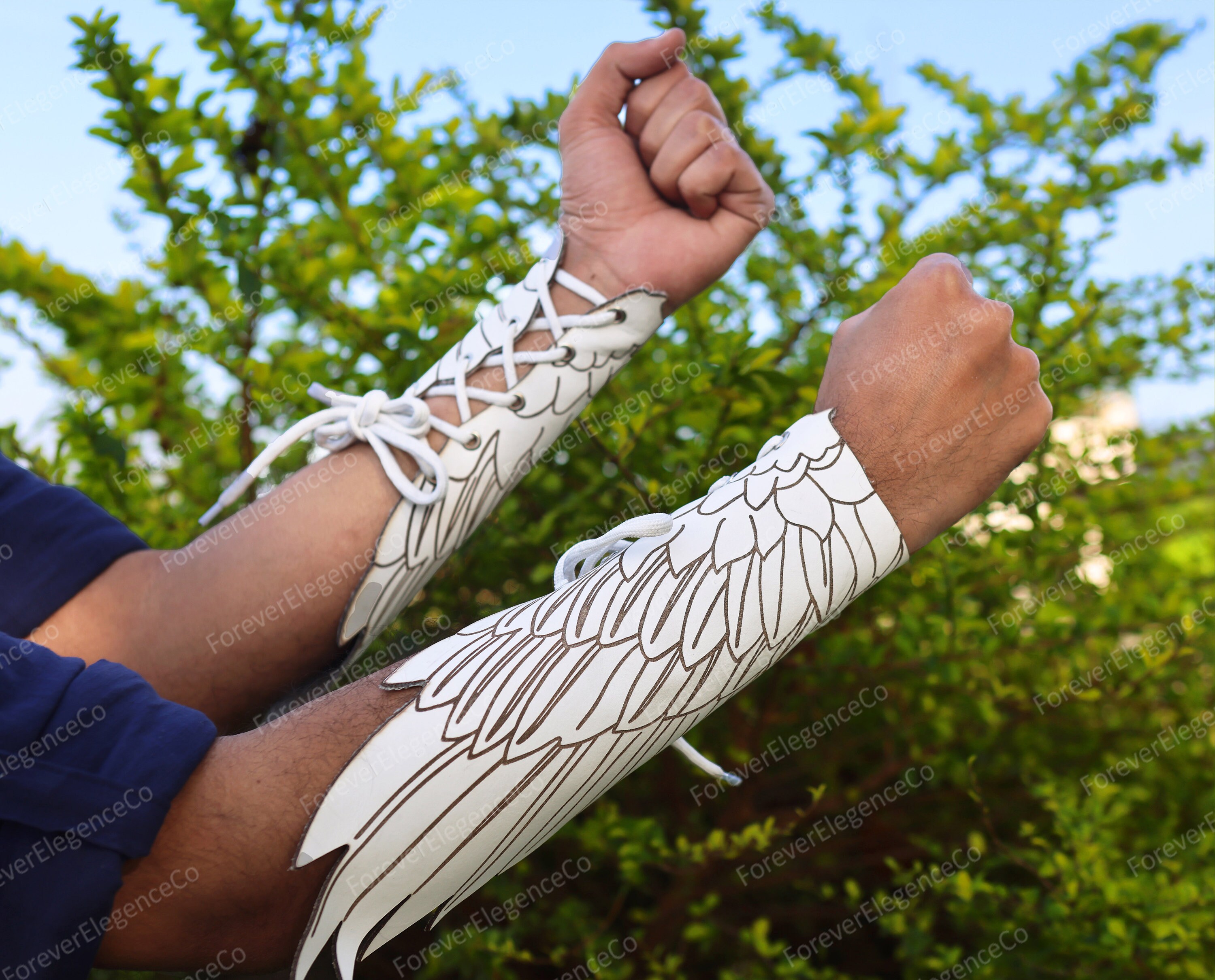 Medieval Samurai Viking Armor, Raven Wings Leather Bracers, Renaissance ...