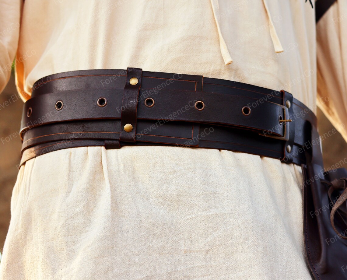 Medieval Viking Leather Belt, Renaissance Wide Waist Larp Belt, Ren ...
