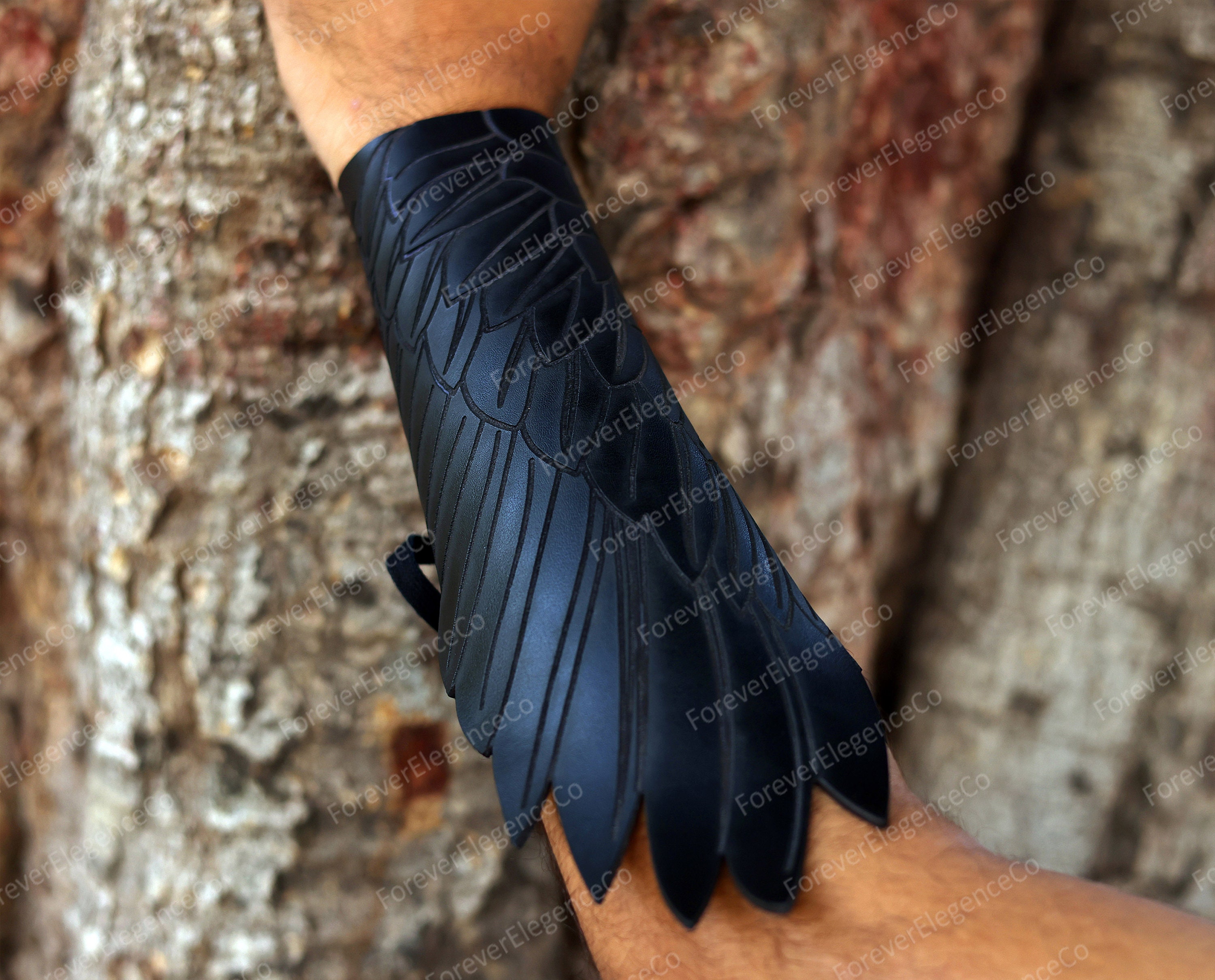 Medieval Samurai Viking Armor, Raven Wings Leather Bracers, Renaissance ...