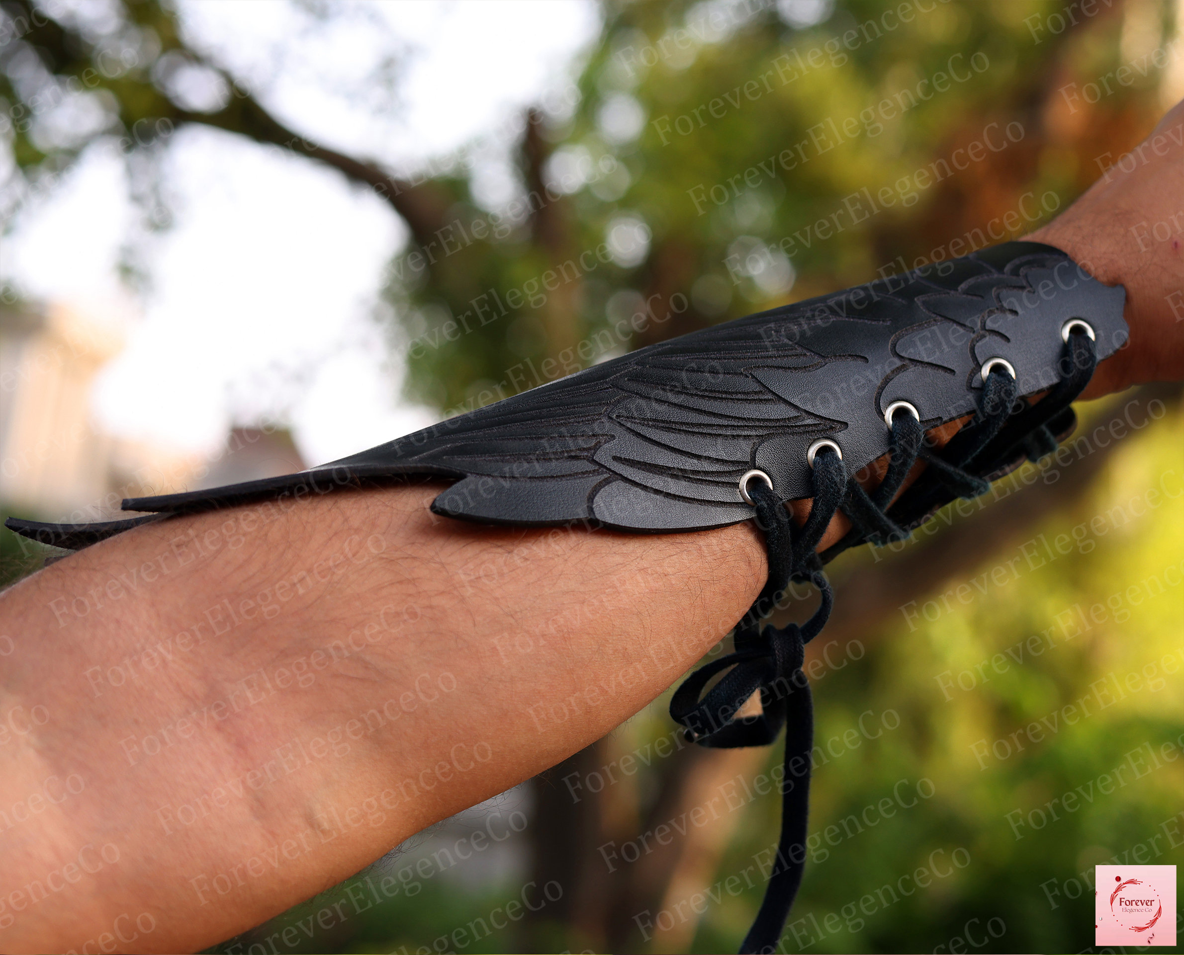Medieval Samurai Viking Armor, Raven Wings Leather Bracers, Renaissance ...