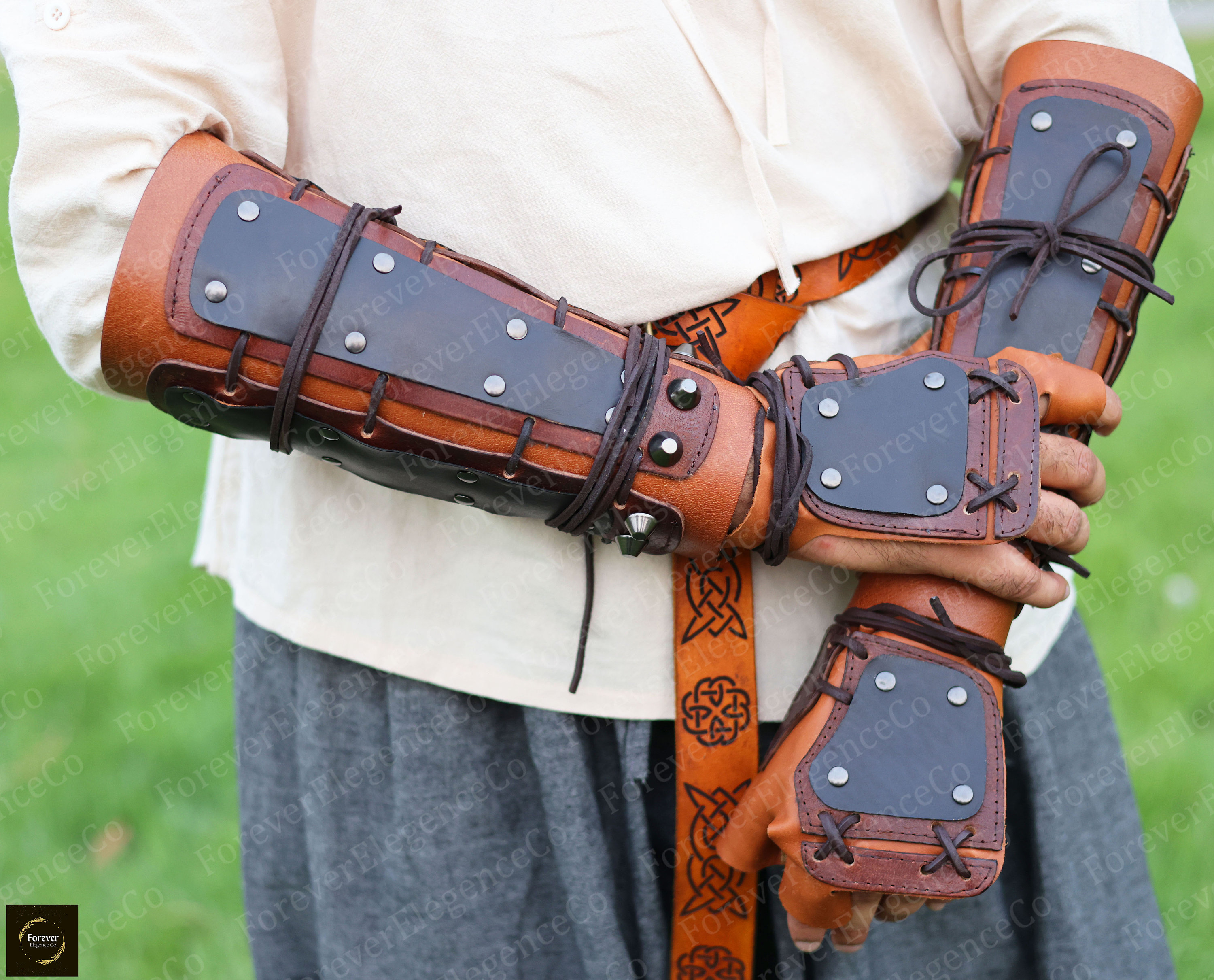 Viking Medieval Leather Bracers, Samurai Cosplay Knight Armor ...