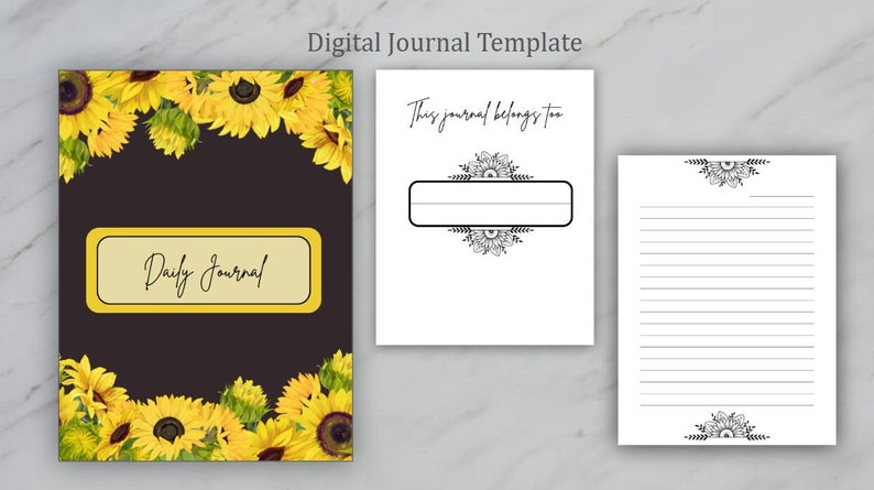 Sunflower Digital Daily Journal Template - Etsy