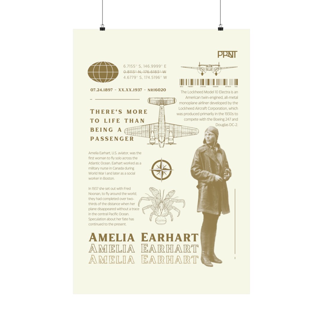 Amelia Earhart Matte Vertical Poster - Etsy
