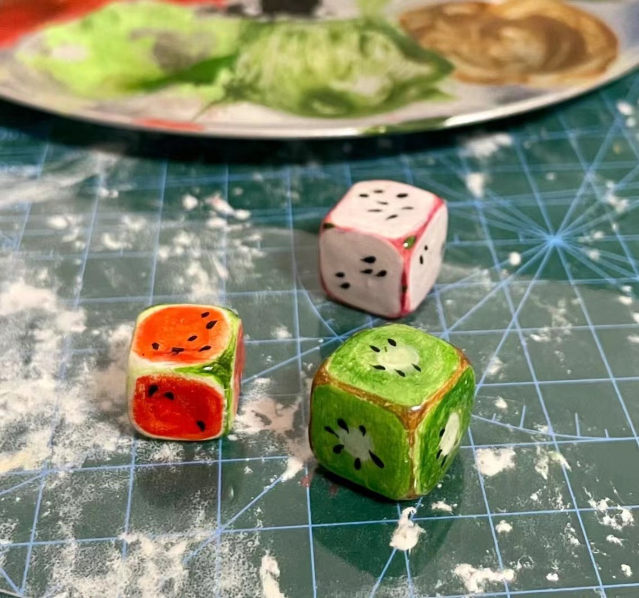 Handmade Clay Fruit Dice, 2 Piece Fruit Dice Set, Polyhedral Dice ...