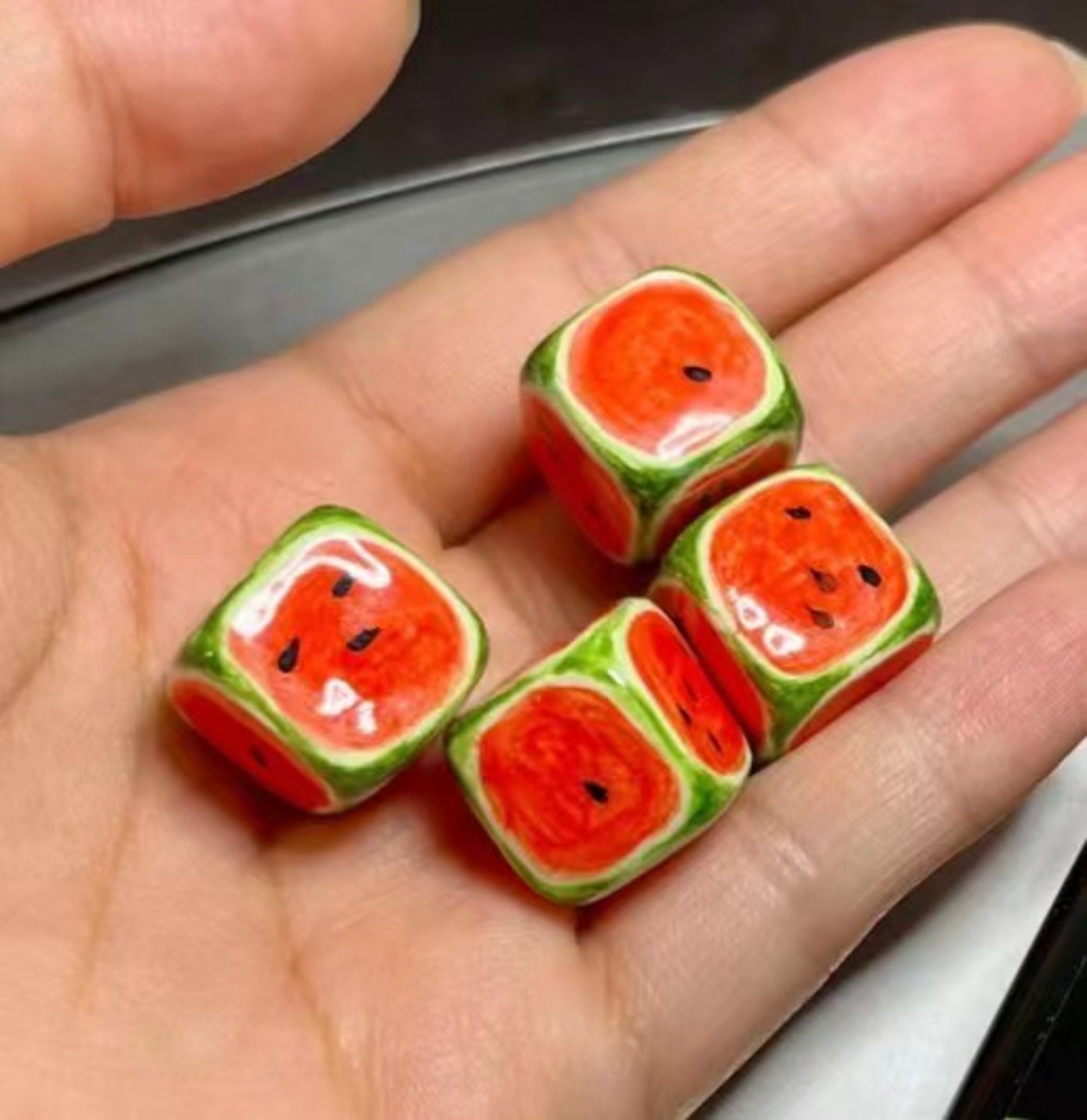 Handmade Clay Fruit Dice, 2 Piece Fruit Dice Set, Polyhedral Dice ...