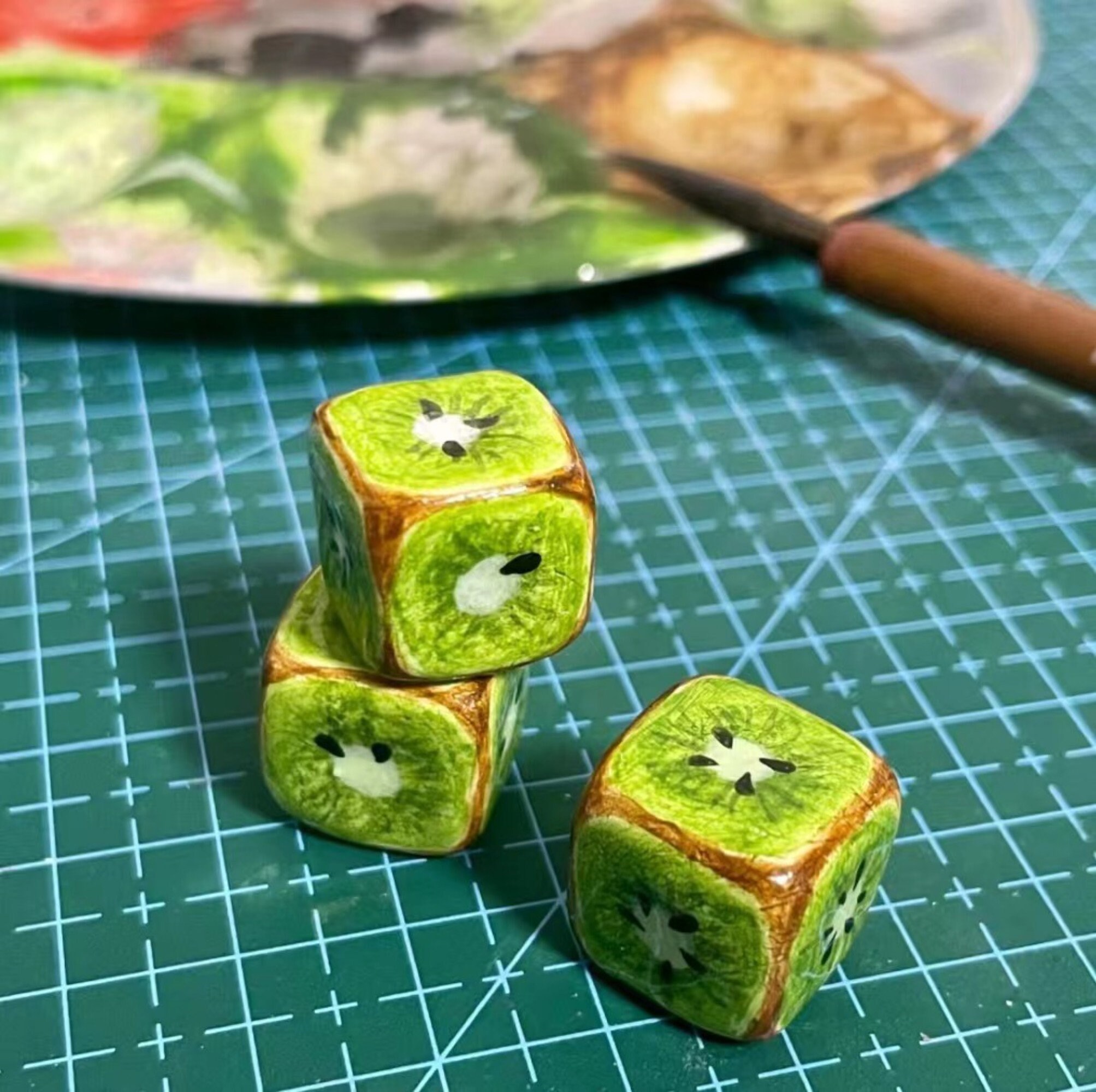 Handmade Clay Fruit Dice, 2 Piece Fruit Dice Set, Polyhedral Dice ...