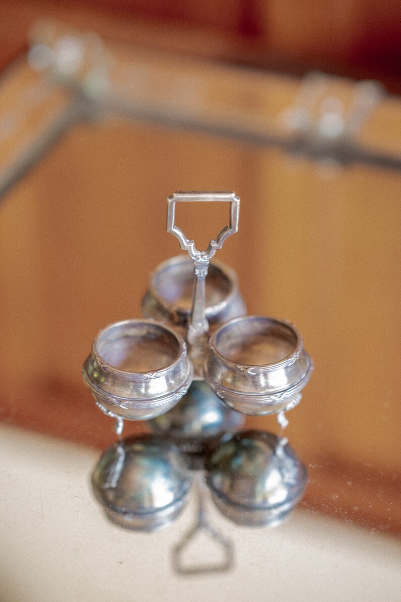 Rare Antique 1930s Silver Triple Plate 3-condiment Server With Handle ...