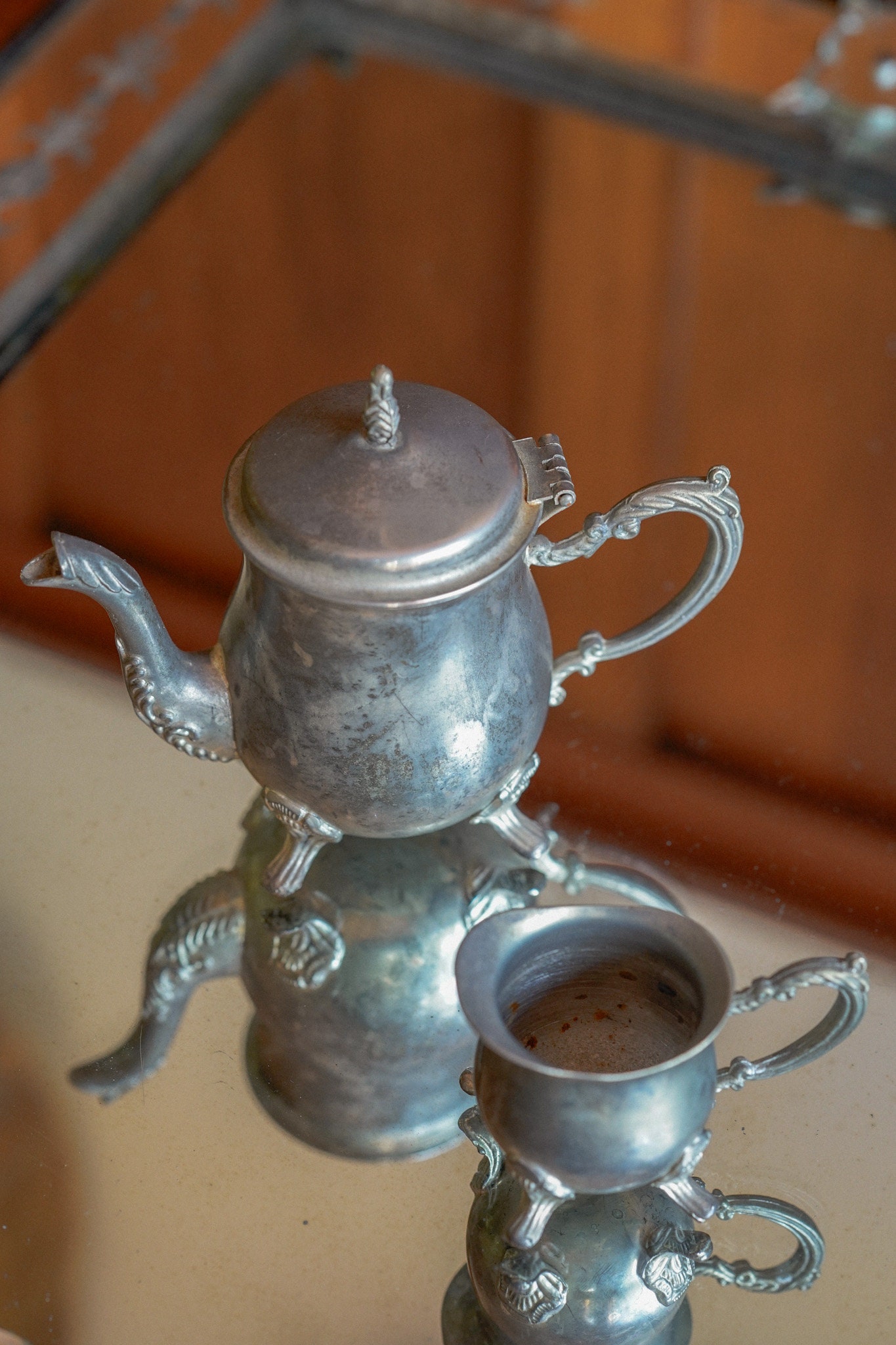Vintage Silverplate Rococo Coffee and Tea Set: Ornate Footed Teapot ...