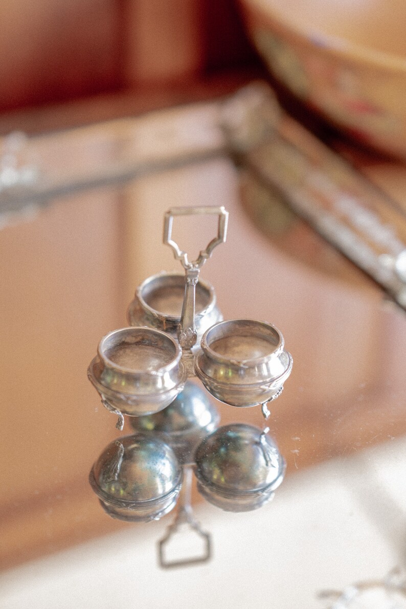 Rare Antique 1930s Silver Triple Plate 3-condiment Server With Handle ...
