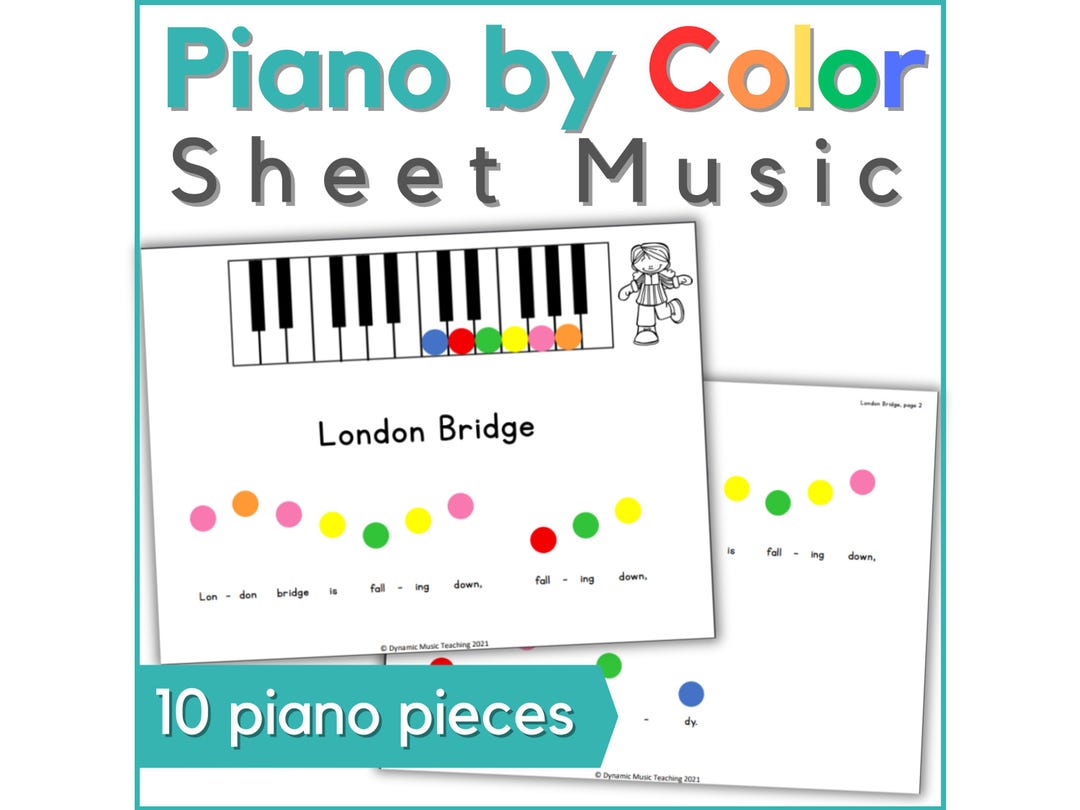 Color Coded Piano Sheet Music Piano by Color Music for Preschool Piano ...