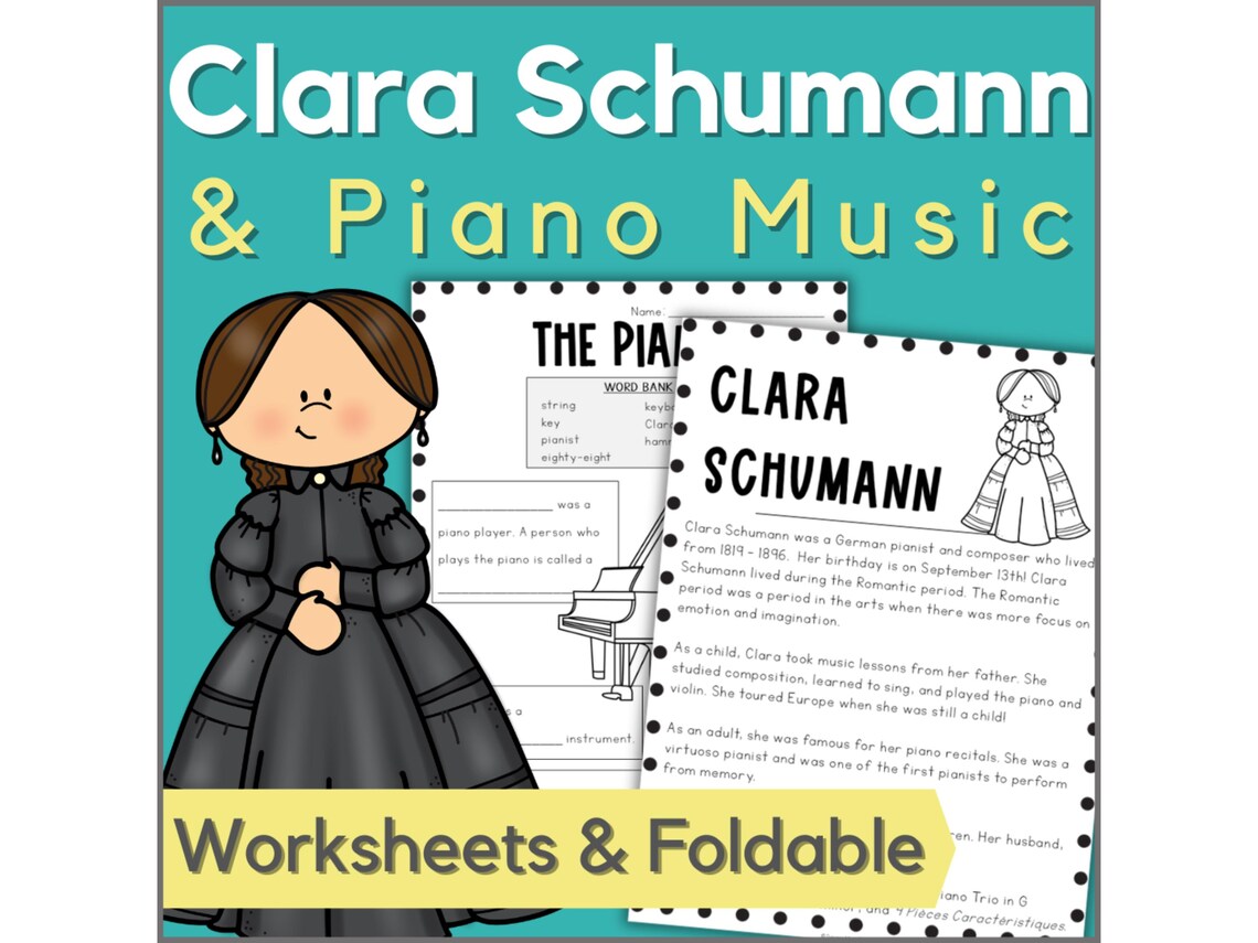 Clara Schumann & Piano Music - Printable Composer Study Worksheets ...