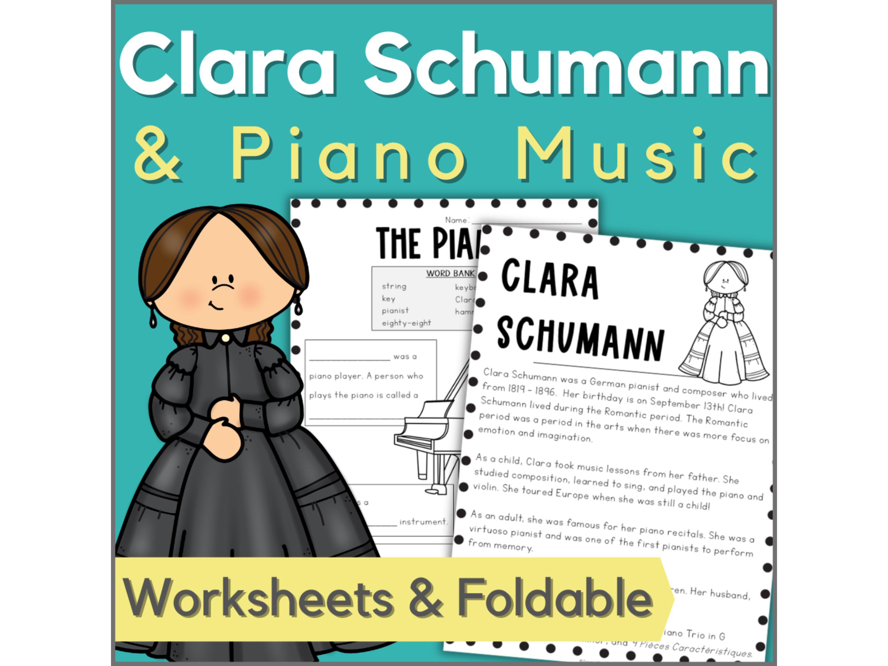 Clara Schumann & Piano Music - Printable Composer Study Worksheets ...