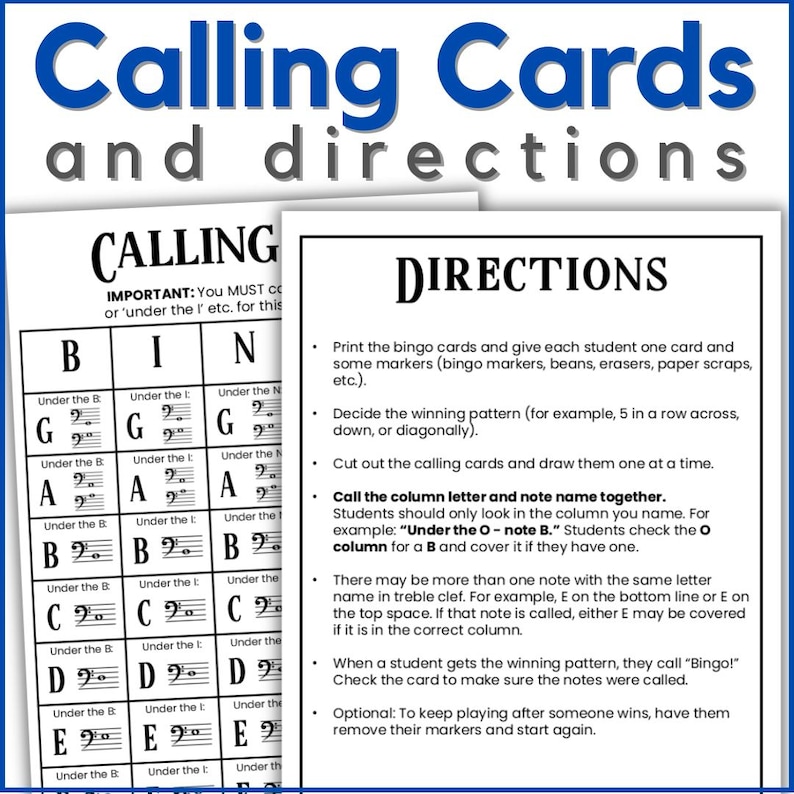 Bass Clef Notes Bingo Cards - Printable Note Reading Game for Teaching ...