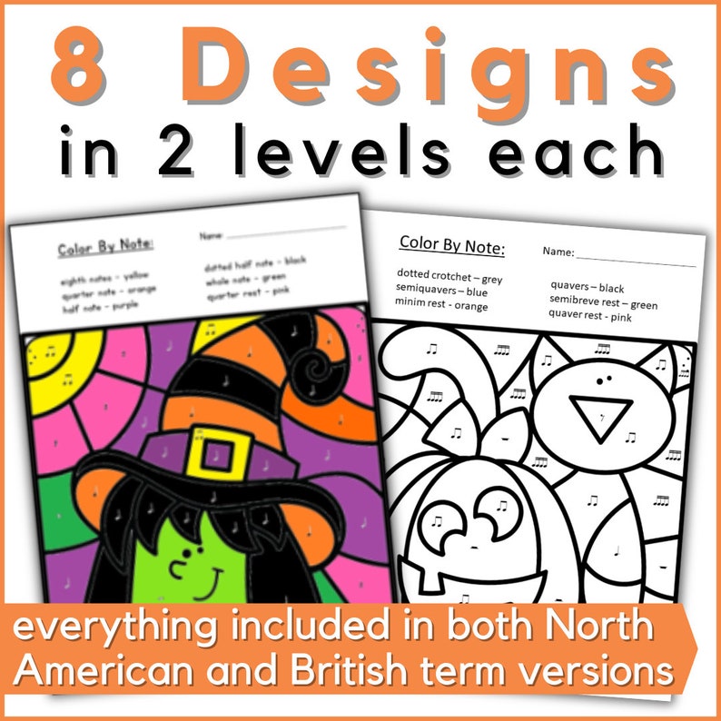 Halloween Music Worksheets - Color by Rhythm Music Coloring Pages ...