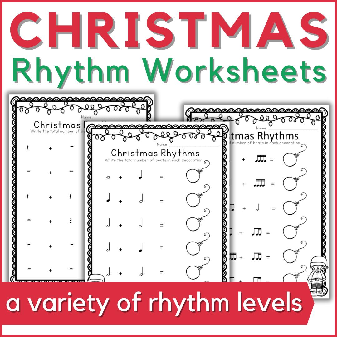 Christmas Rhythm Music Worksheets - Printable Music Theory Activities ...