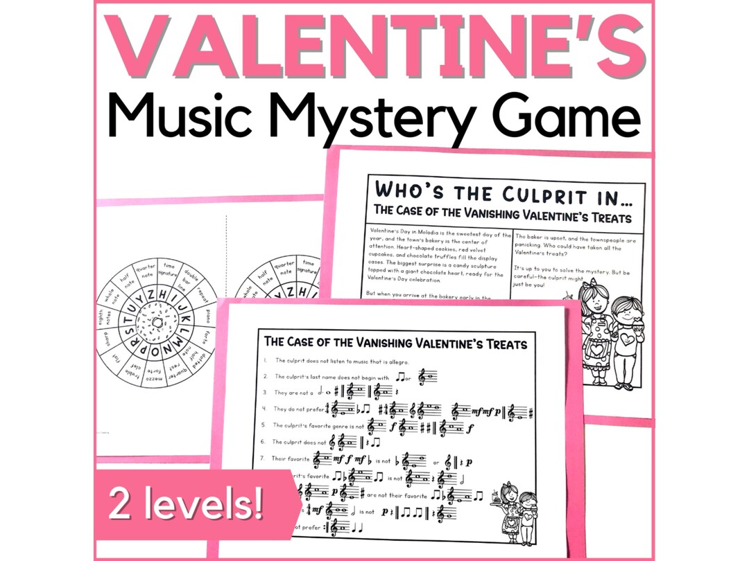 Valentine's Day Music Mystery Activity - Printable Music Game for ...