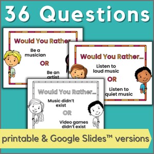 Would You Rather Music Game for Kids - Printable & Digital This of That ...