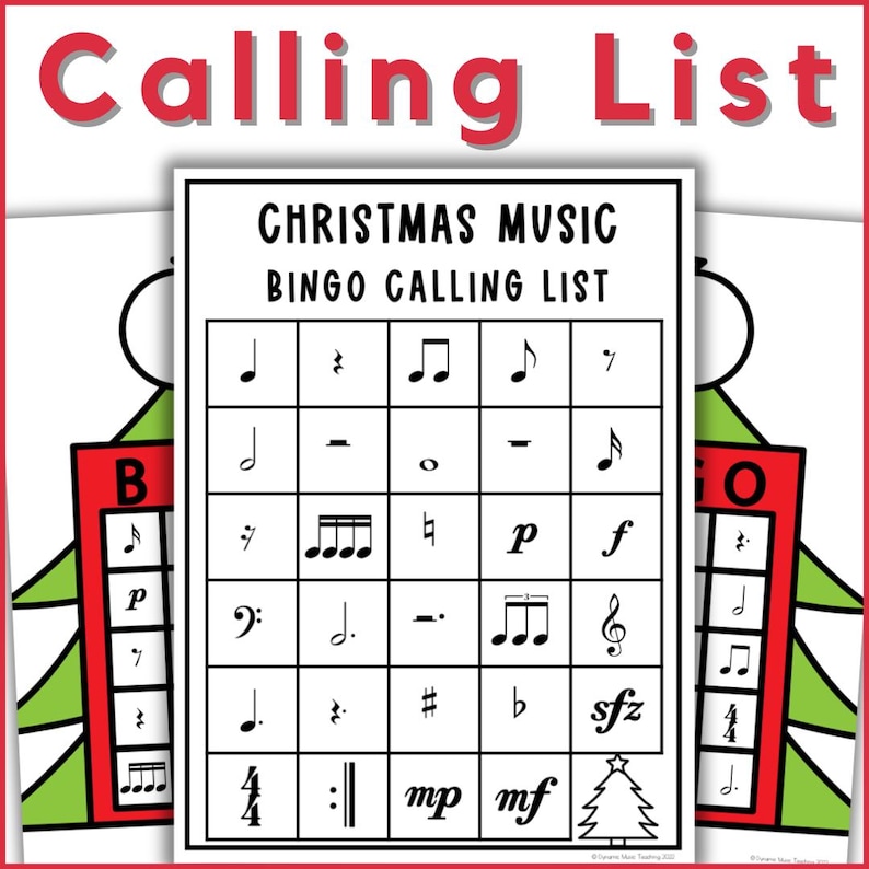 Christmas Music Bingo Game Printable Music Symbols Bingo Cards for ...