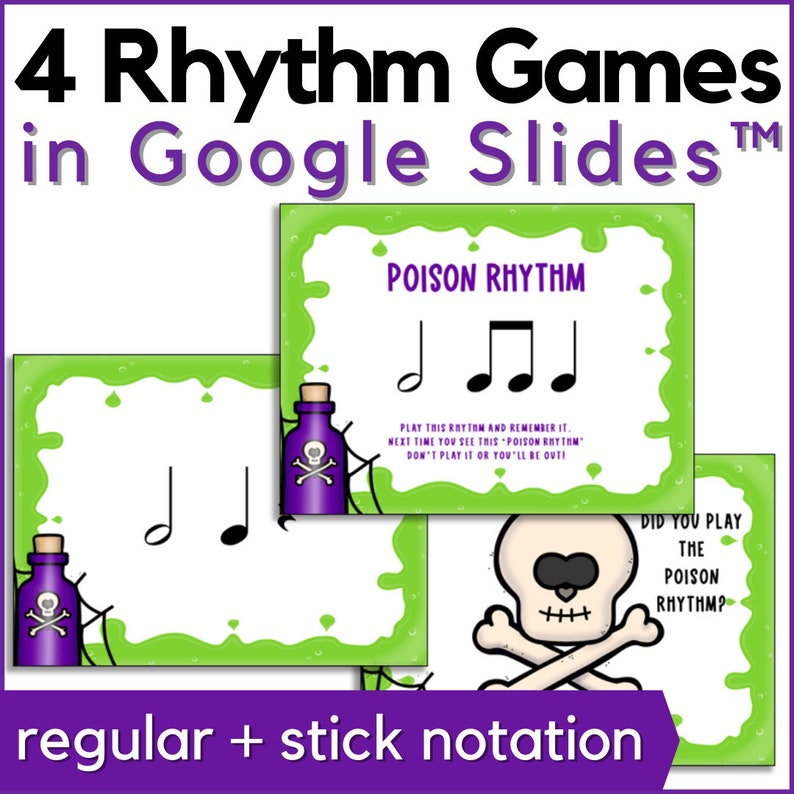 Poison Rhythm Game for Half Note, Quarter Rest, Quarter Note & Eighth ...