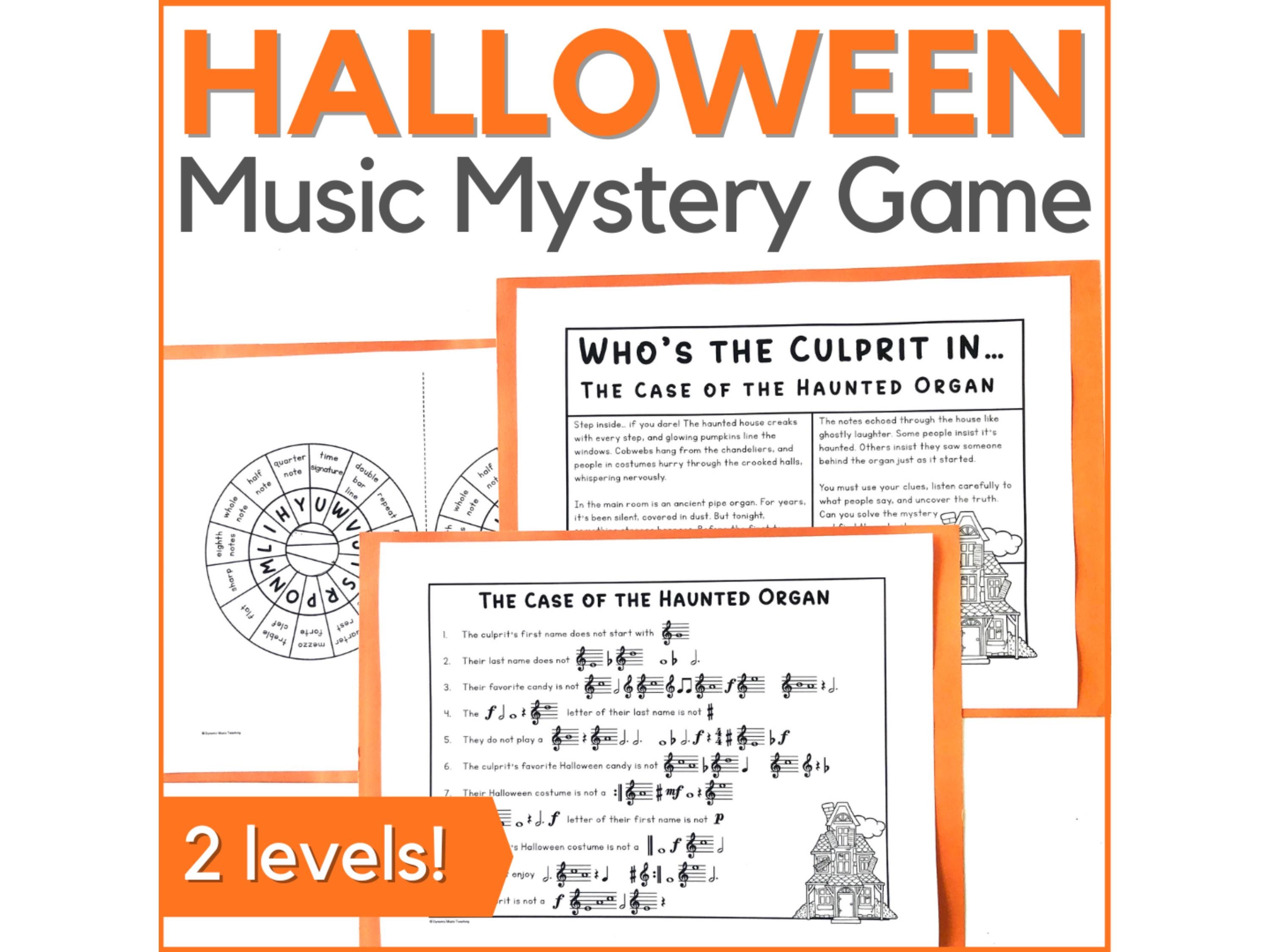Halloween Music Mystery Game - Printable October Music Activity for ...