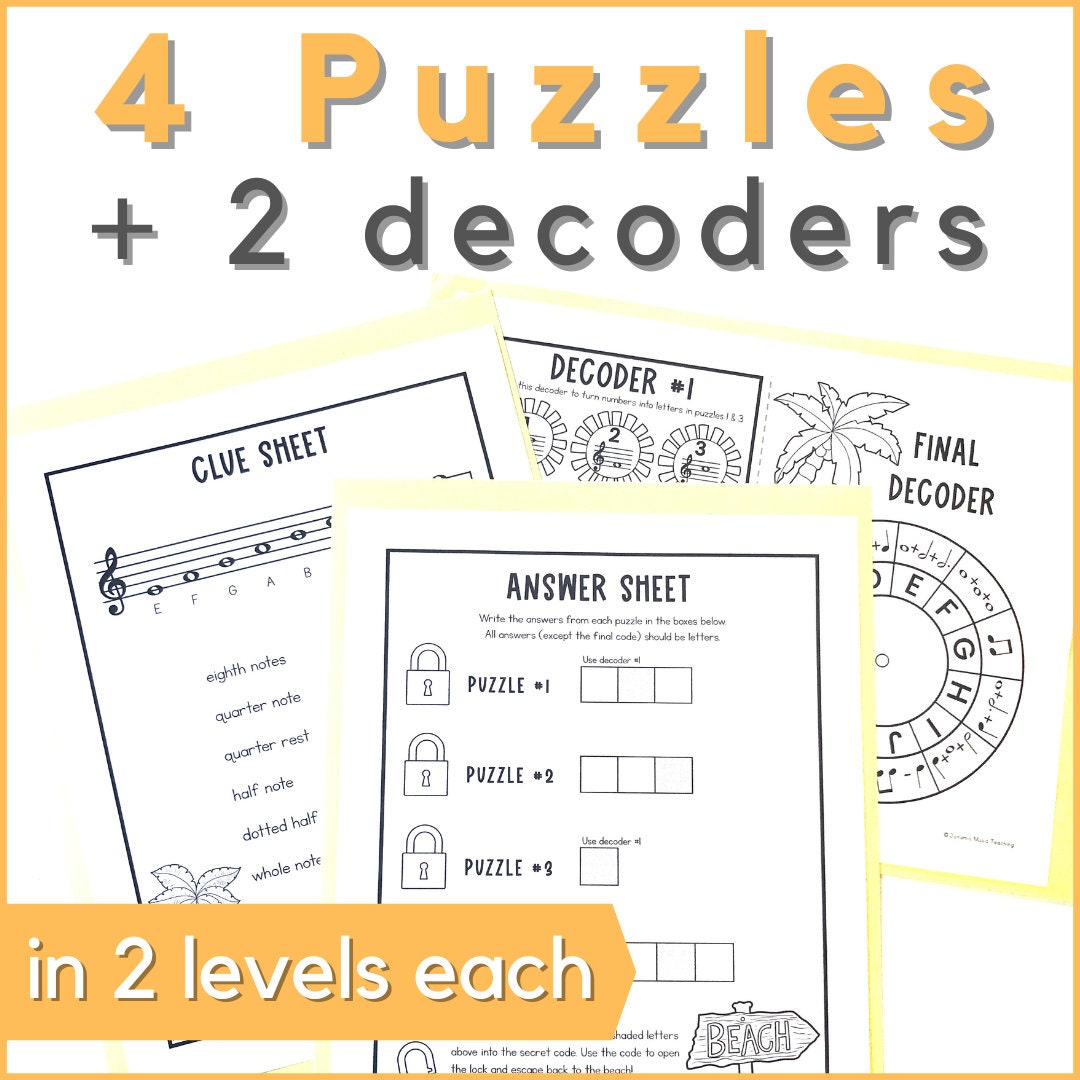 Summer Music Escape Room Game - Printable Activity for End of the Year ...