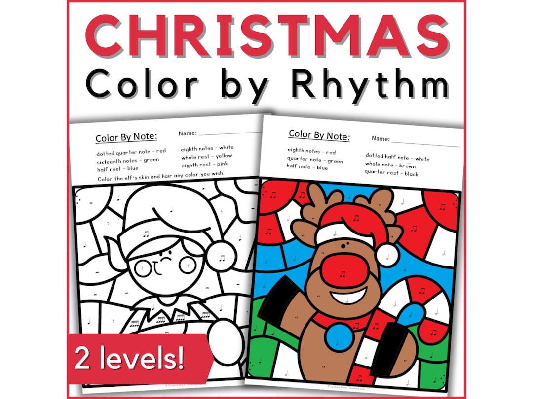 Christmas Music Worksheets - Color by Rhythm Music Coloring Pages ...