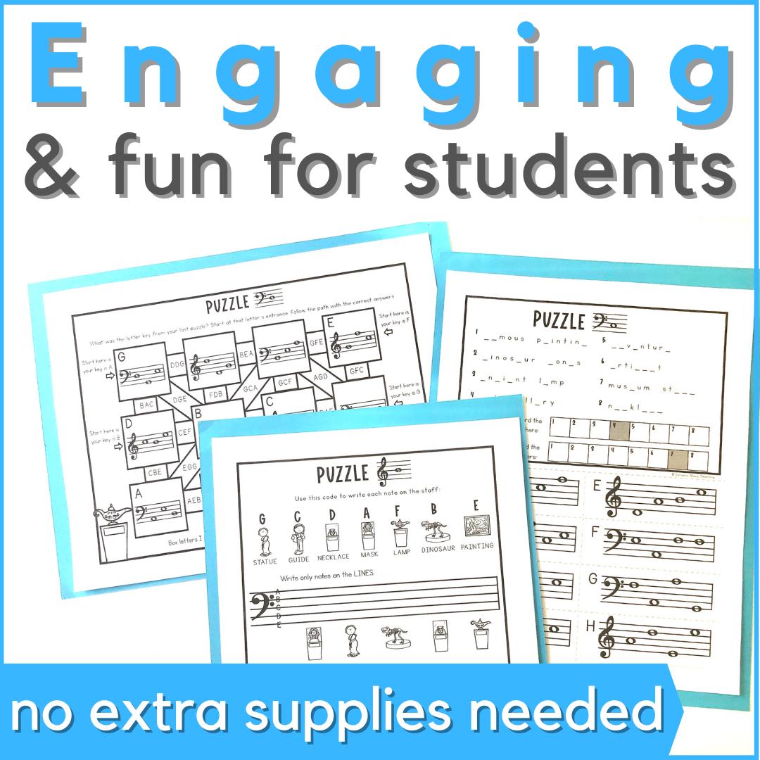 Bass & Treble Clef Note Names Music Escape Room Activity - Printable ...