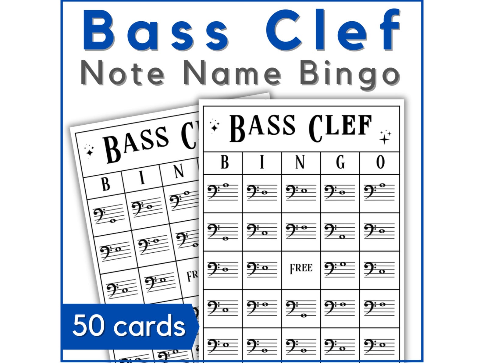 Bass Clef Notes Bingo Cards - Printable Note Reading Game for Teaching ...