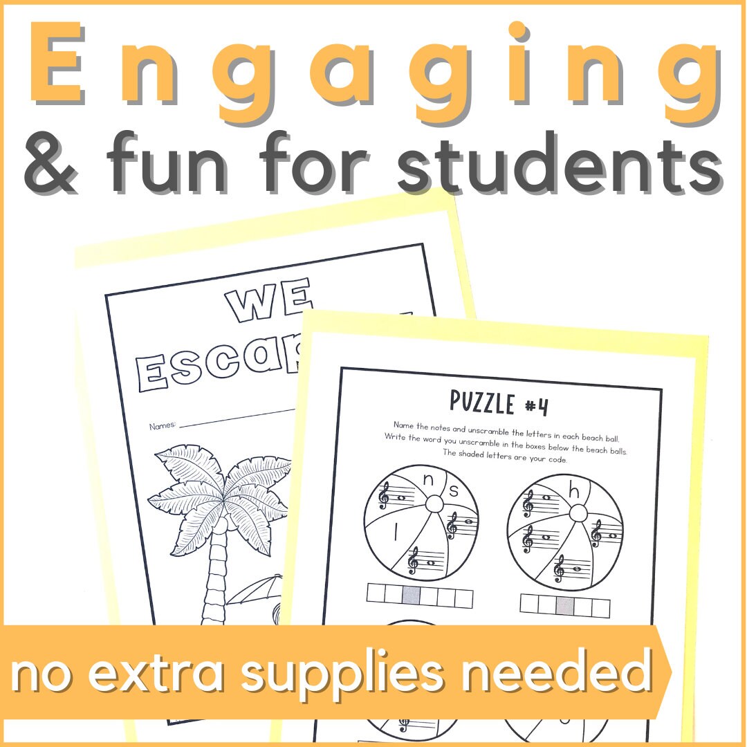 Summer Music Escape Room Game - Printable Activity for End of the Year ...