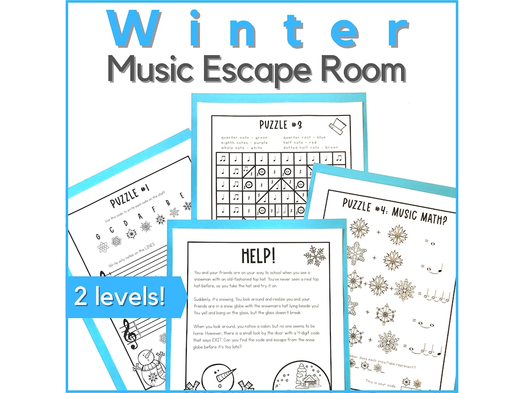 Winter Music Escape Room - Printable Music Game for Kids Music Class ...