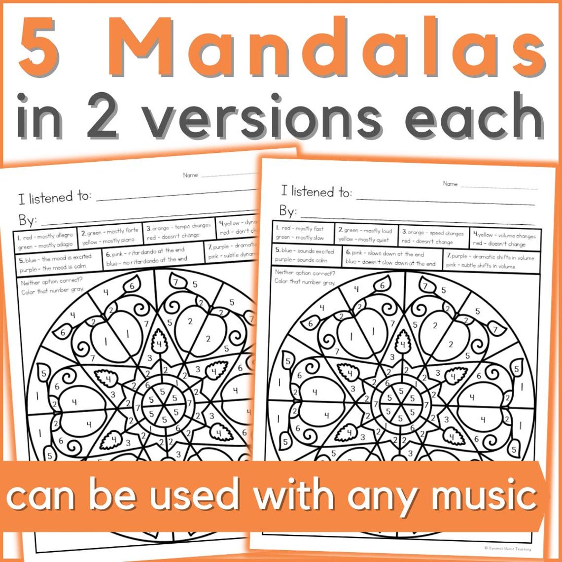 Fall Color by Music Listening Glyphs Worksheets - Music Appreciation ...