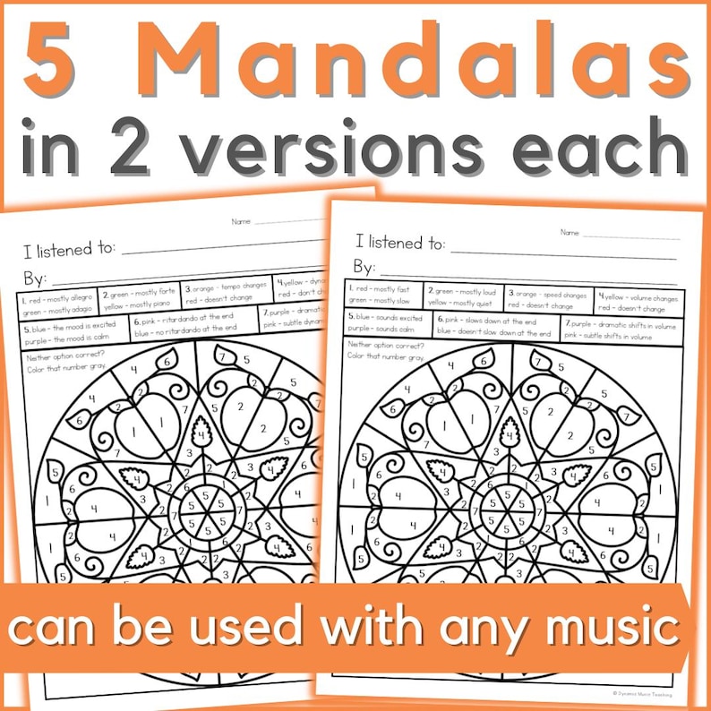 Fall Color by Music Listening Glyphs Worksheets - Music Appreciation ...