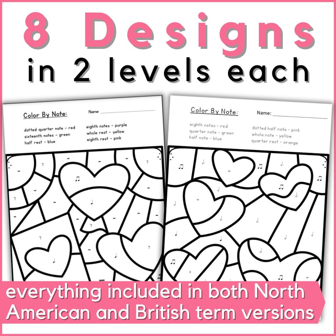 Valentine's Day Music Worksheets - Color by Rhythm Music Coloring Pages ...