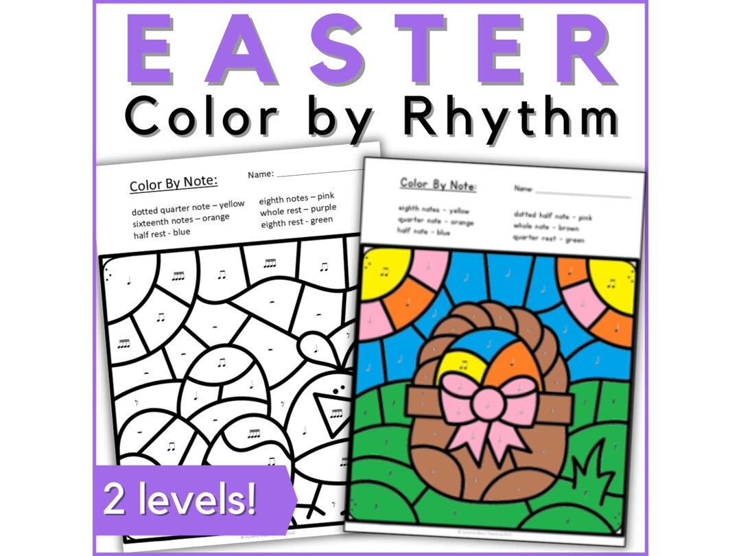Easter Music Worksheets - Color by Rhythm Music Coloring Pages Activity ...