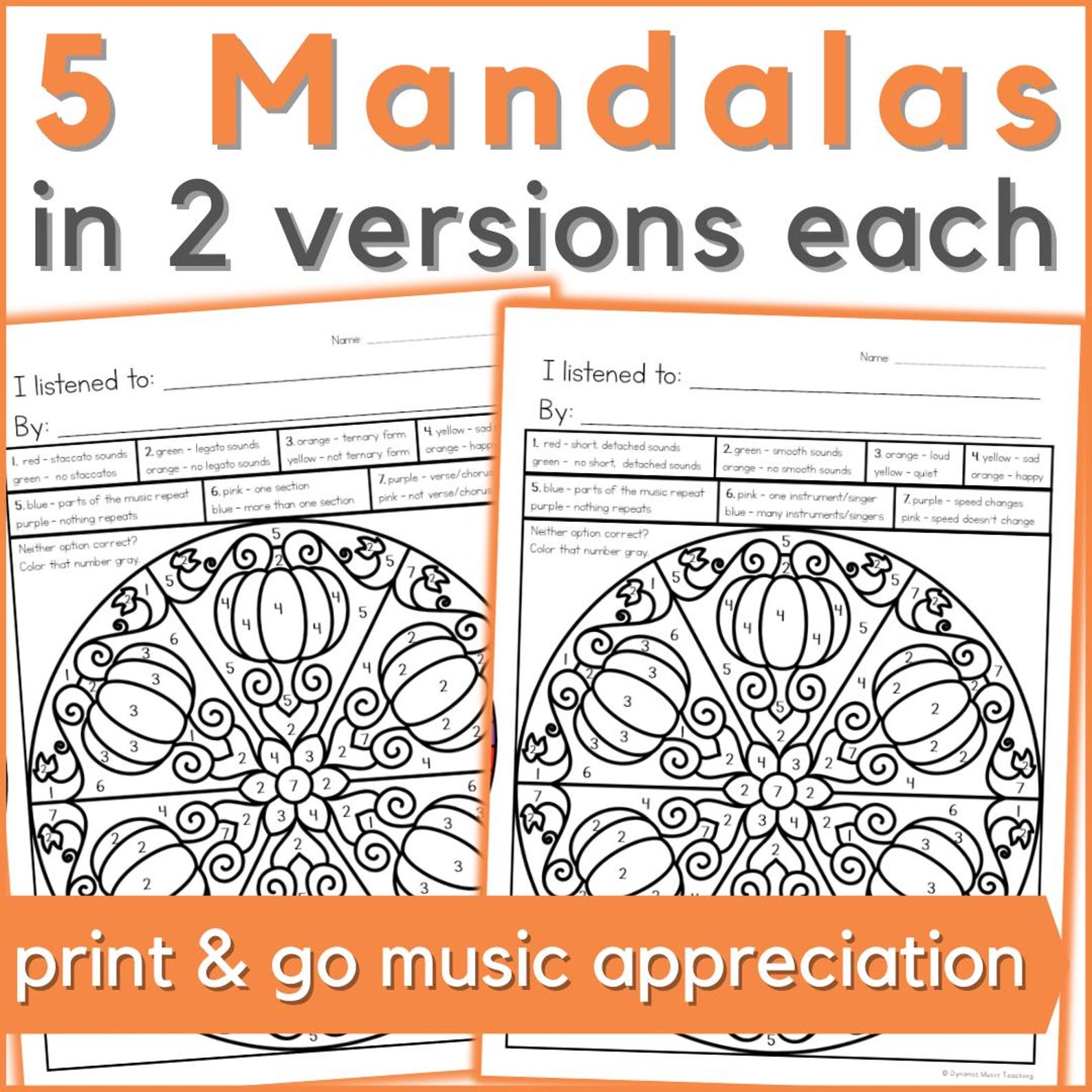 Fall Color by Music Listening Glyphs Worksheets - Music Appreciation ...